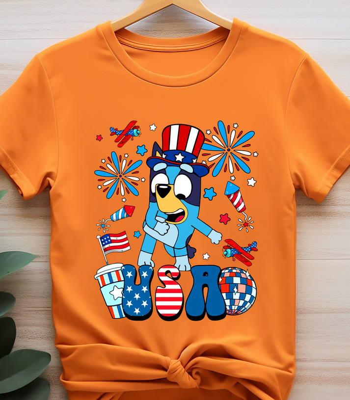 Bluey Usa 4th Of July Dtf Transfer Crazy Monkey Printing